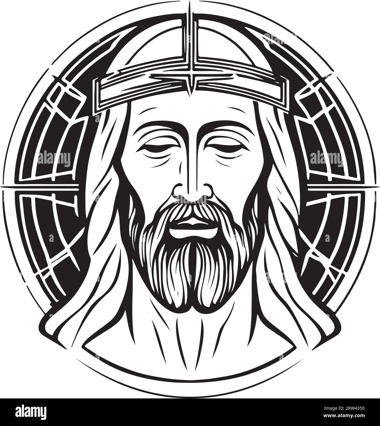Super lovely Jesus Christ emblem vector art Stock Vector Image & Art ...
