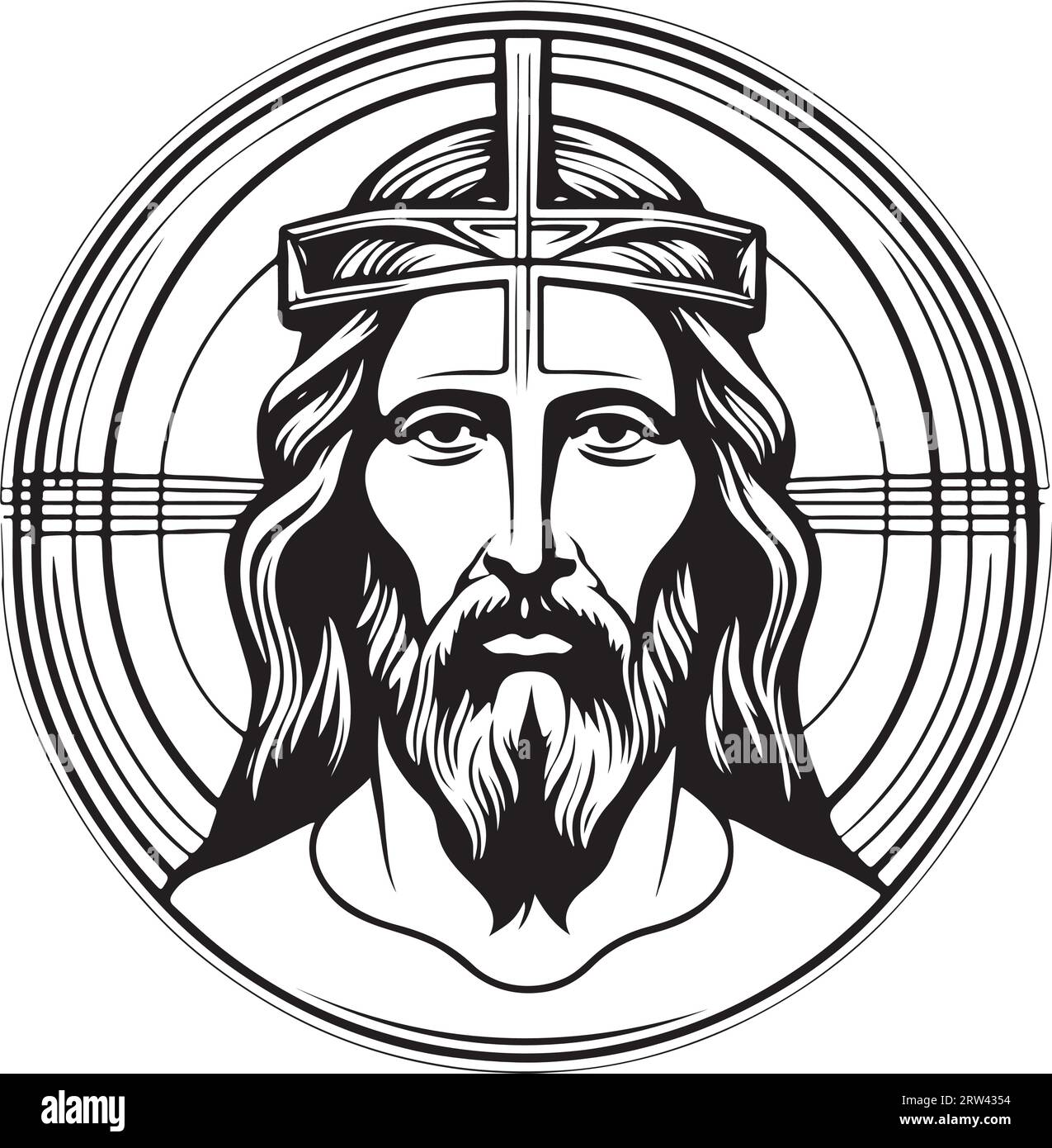 Excellent lovely Jesus Christ emblem vector art Stock Vector Image ...