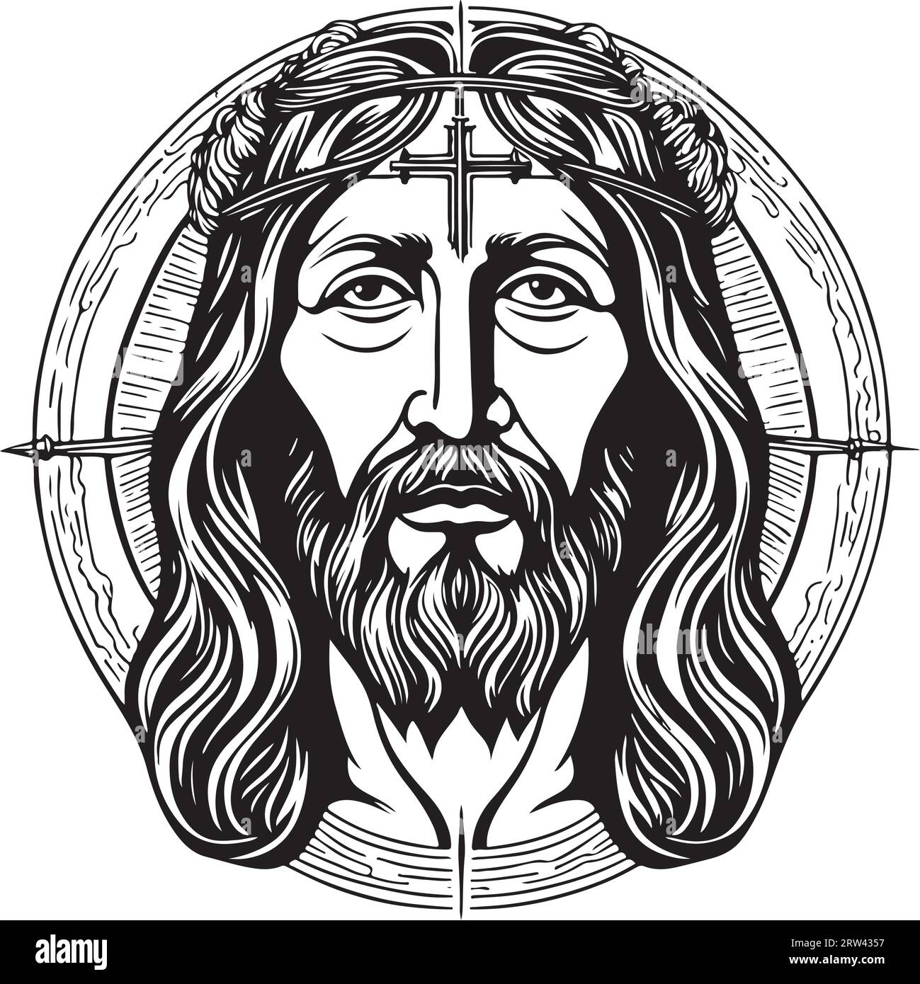 Fantastical lovely Jesus Christ emblem vector art Stock Vector Image ...