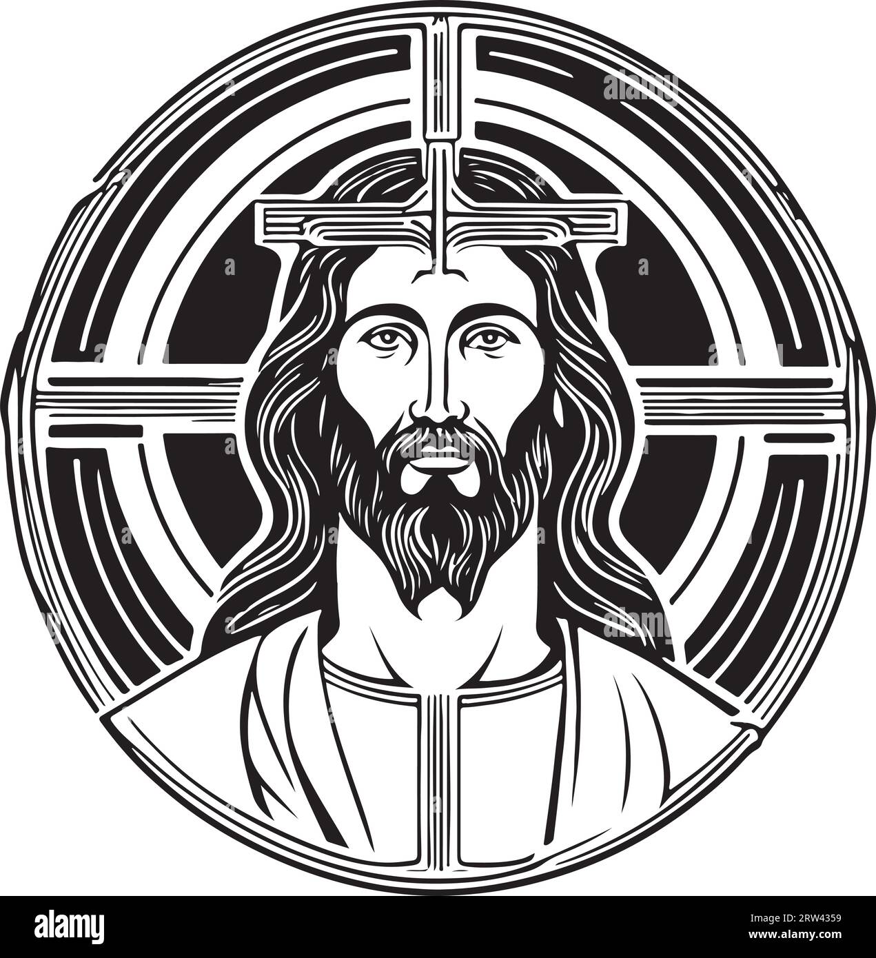 Pretty lovely Jesus Christ emblem vector art Stock Vector Image & Art ...