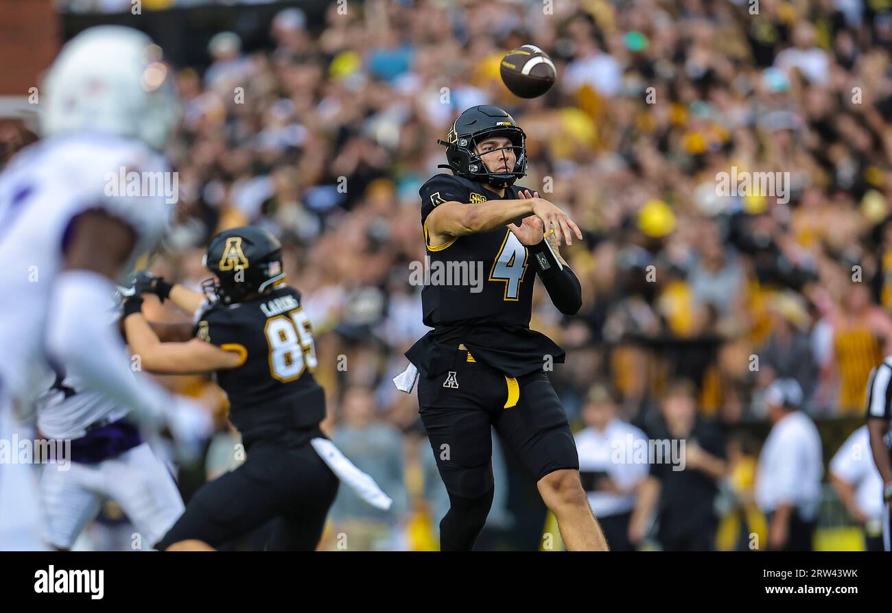 September 16, 2023: Appalachian State junior Joey Aguilar (4) throws ...