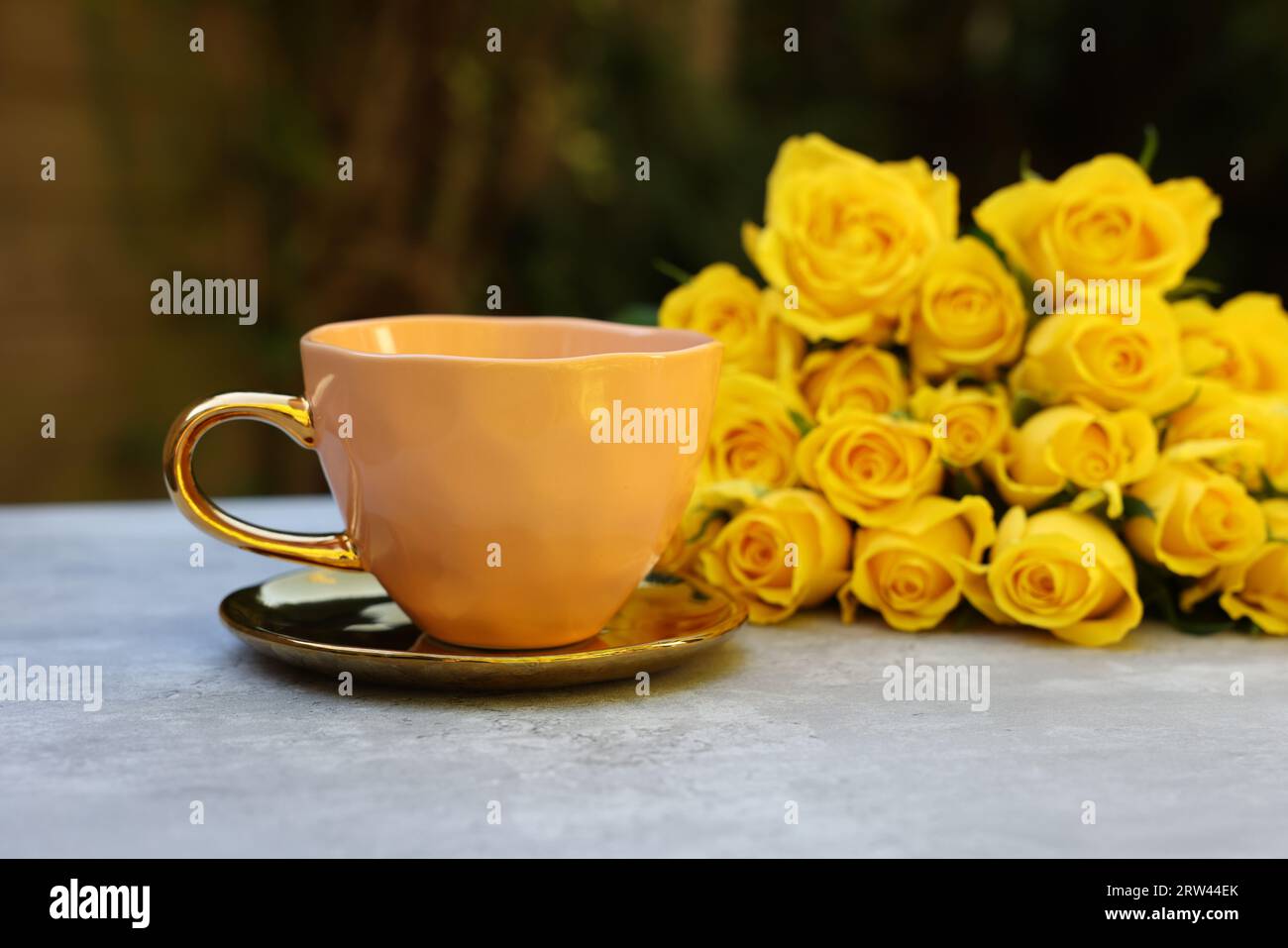 Beautiful still life coffee roses hi-res stock photography and images ...