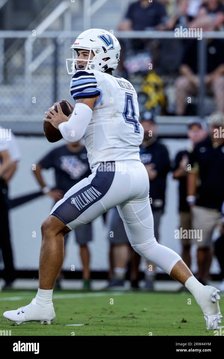 Villanova Wildcats quarterback Connor Watkins (4) looks downfield ...