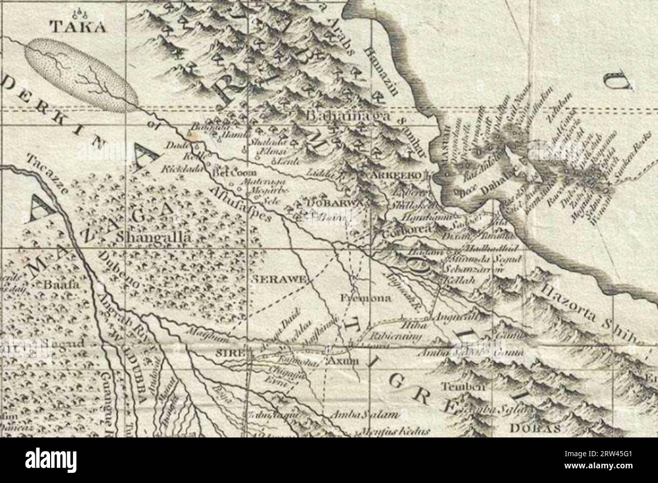 Eritrea and Tigray on map by James Bruce, c. 1770 Stock Photo - Alamy