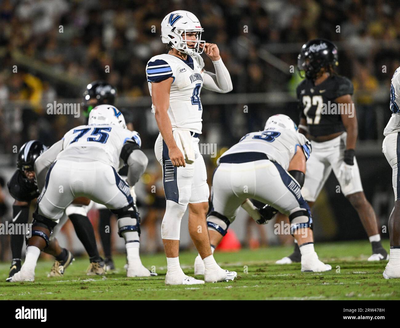 Orlando, FL, USA. 16th Sep, 2023. Villanova quarterback Connor Watkins ...