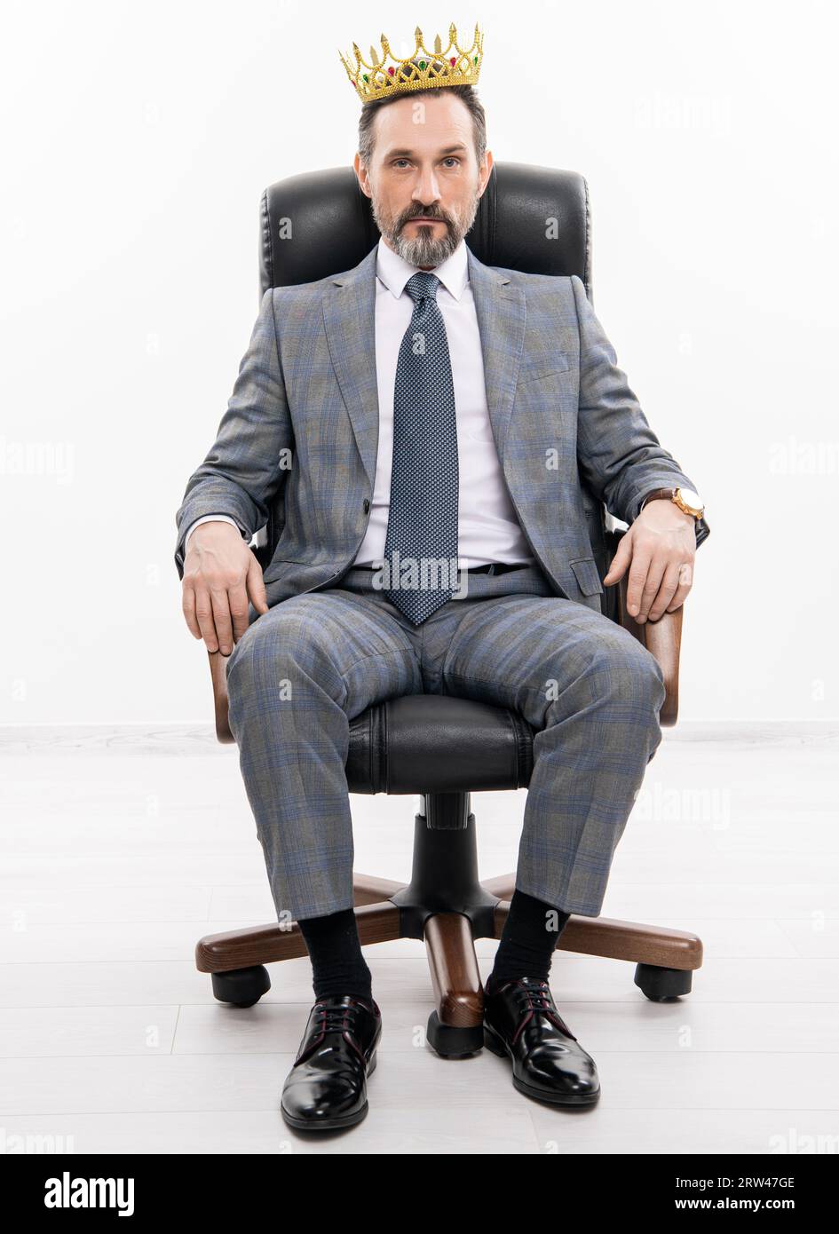 business leader man in crown. big boss. business success and leadership ...