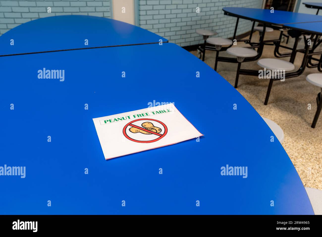 Close up of a peanut free, allergy, table at a school Stock Photo - Alamy