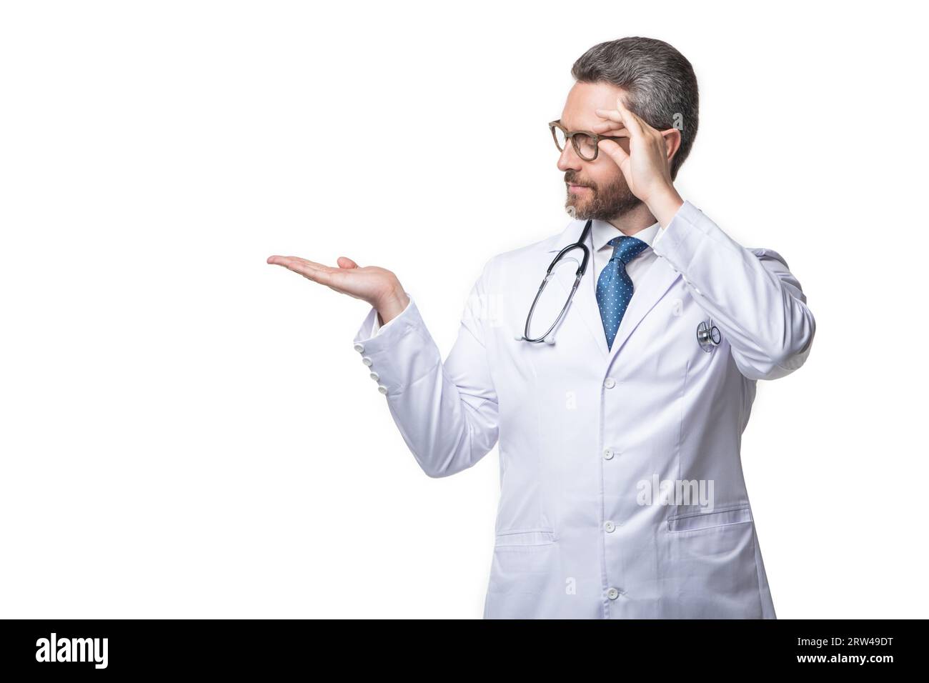 doctor presenting product on background with copy space. photo of ...