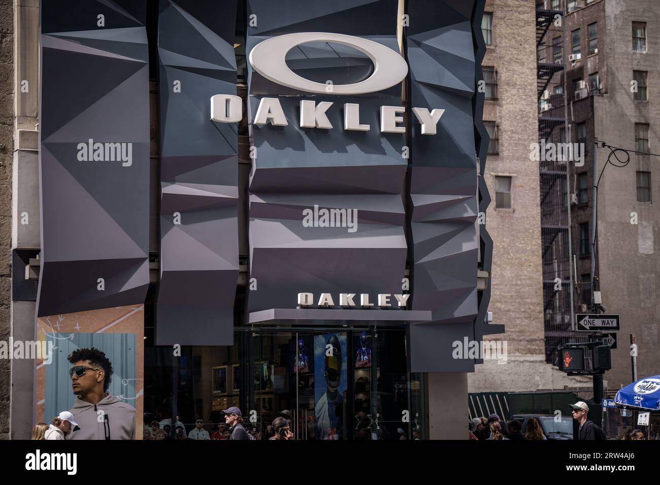 New York, USA. 16th Sep, 2023. The Oakley logo, taken in Manhattan ...
