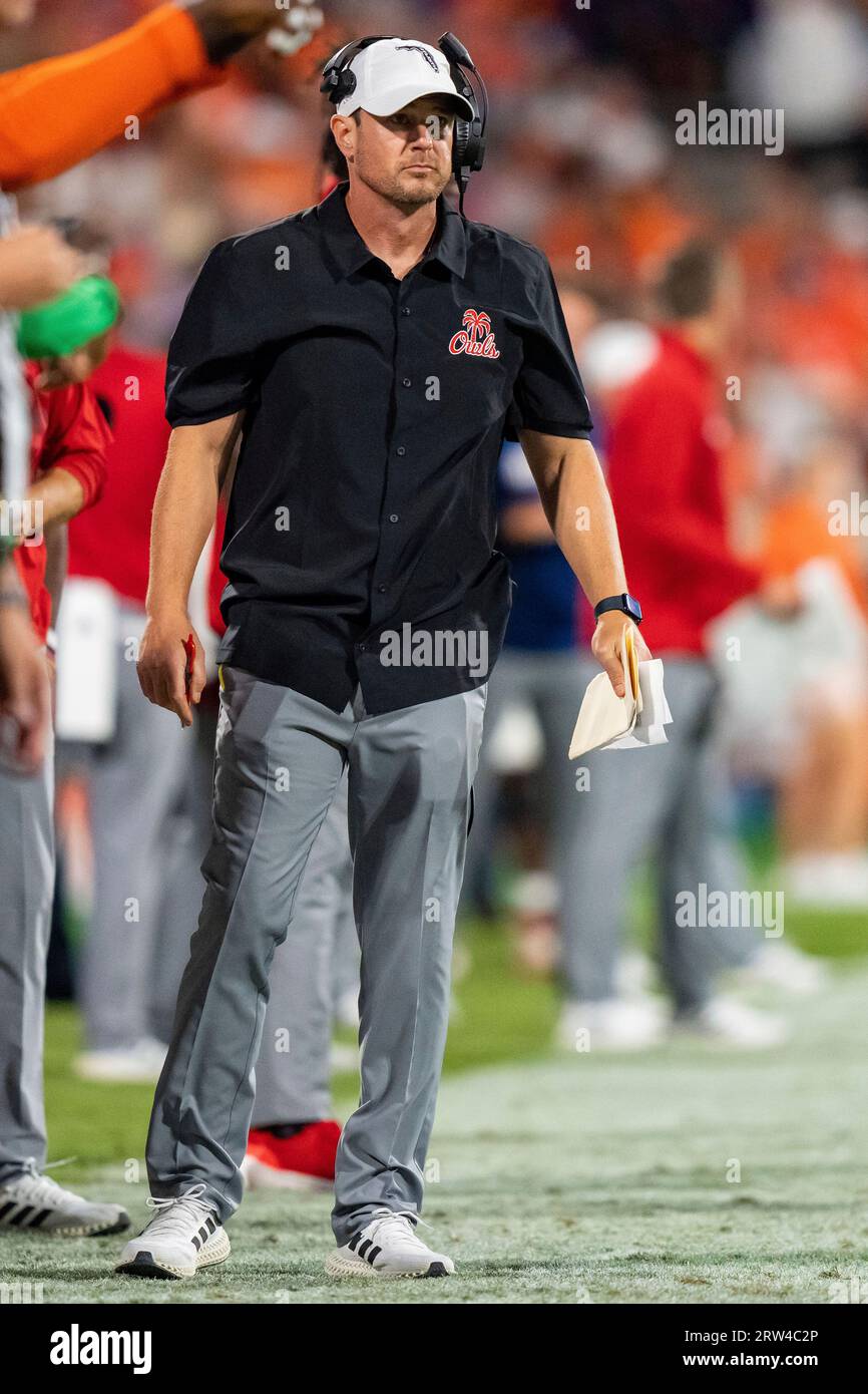 Florida Atlantic head coach Tom Herman looks on during the first half ...