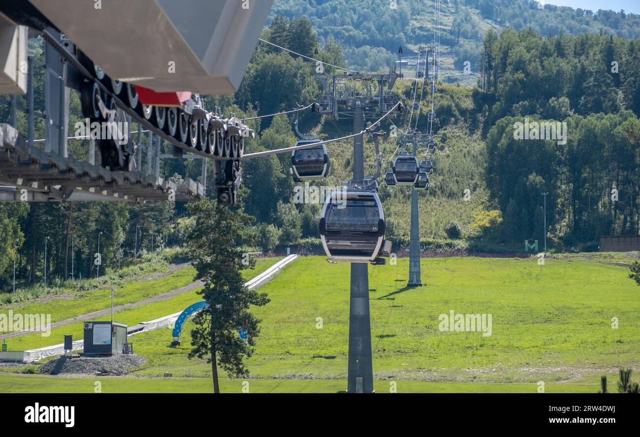 Close-up of a cable car cabin against the sky Stock Photo - Alamy