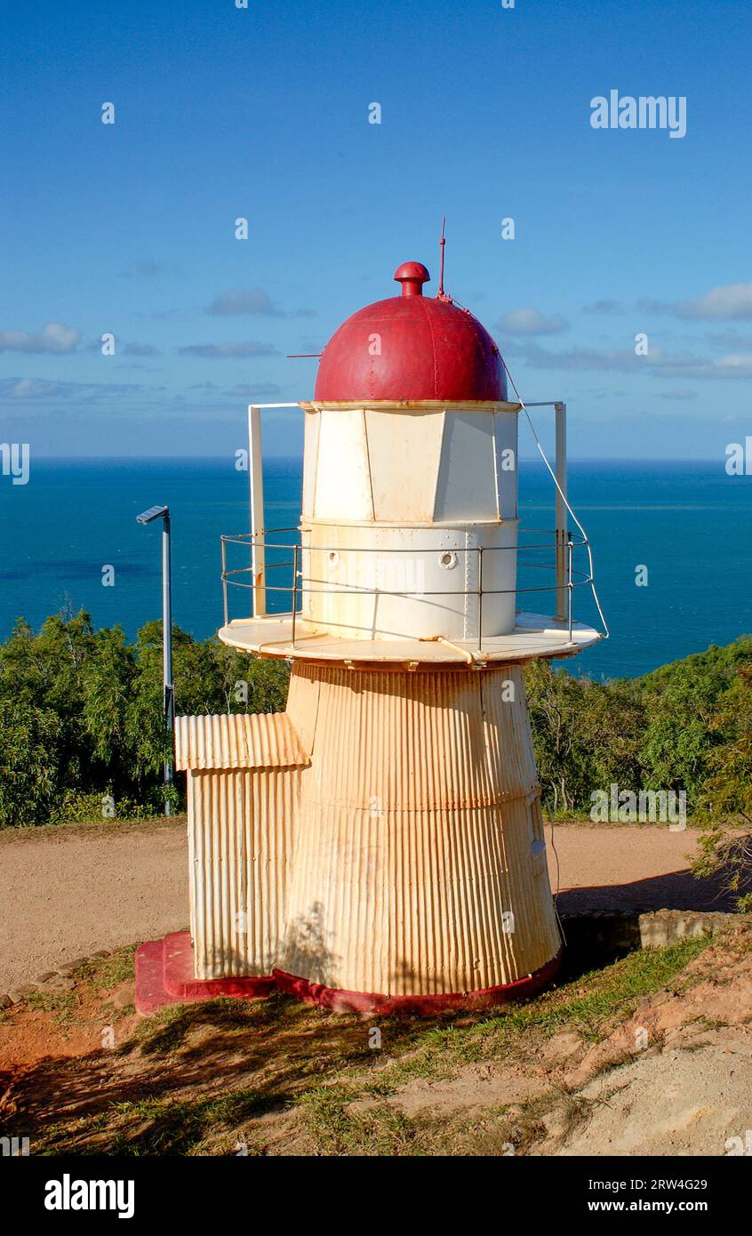 The lighthouse on grassy hill near the town of Cooktown, Cape York ...