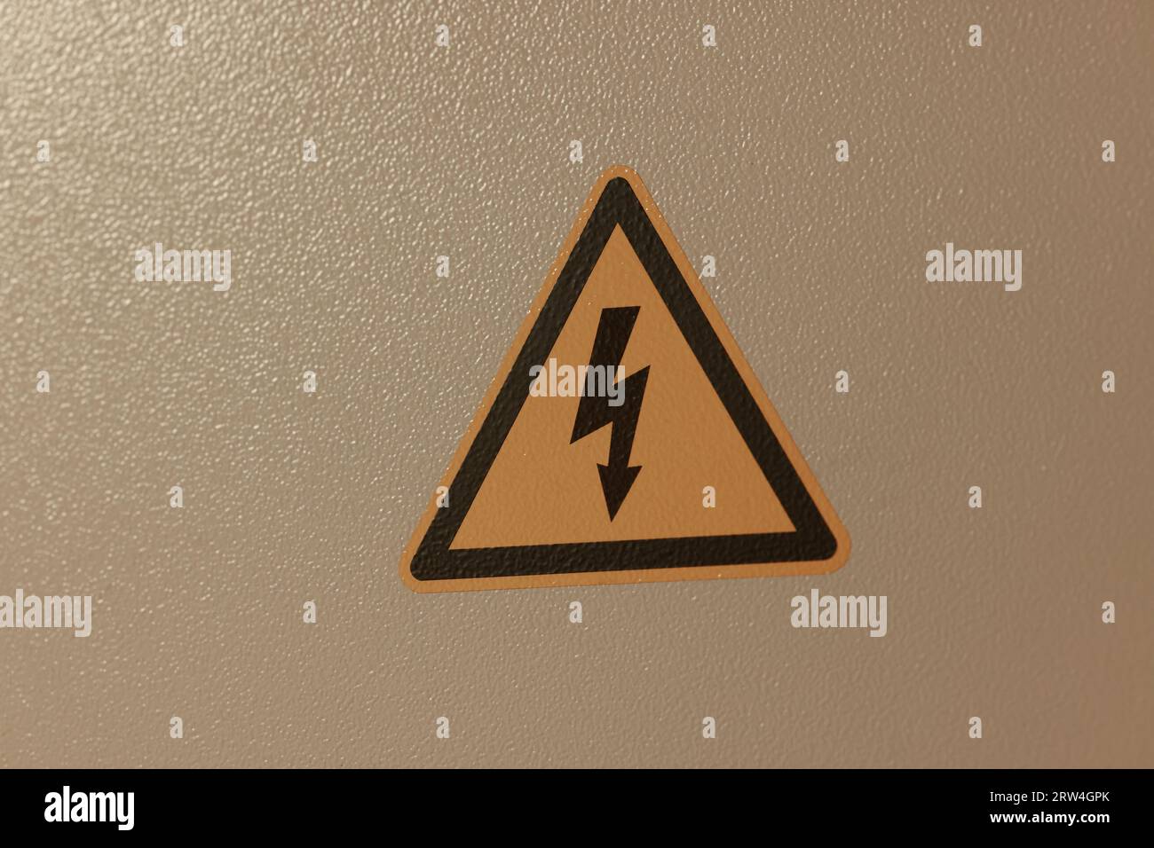 Electrical hazard sign placed on a metal fence Stock Photo - Alamy