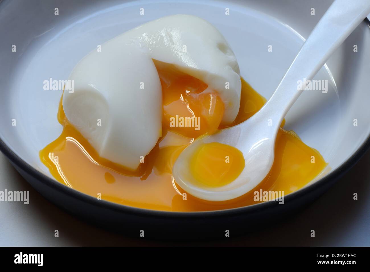Soft boiled egg with spoon Stock Photo - Alamy