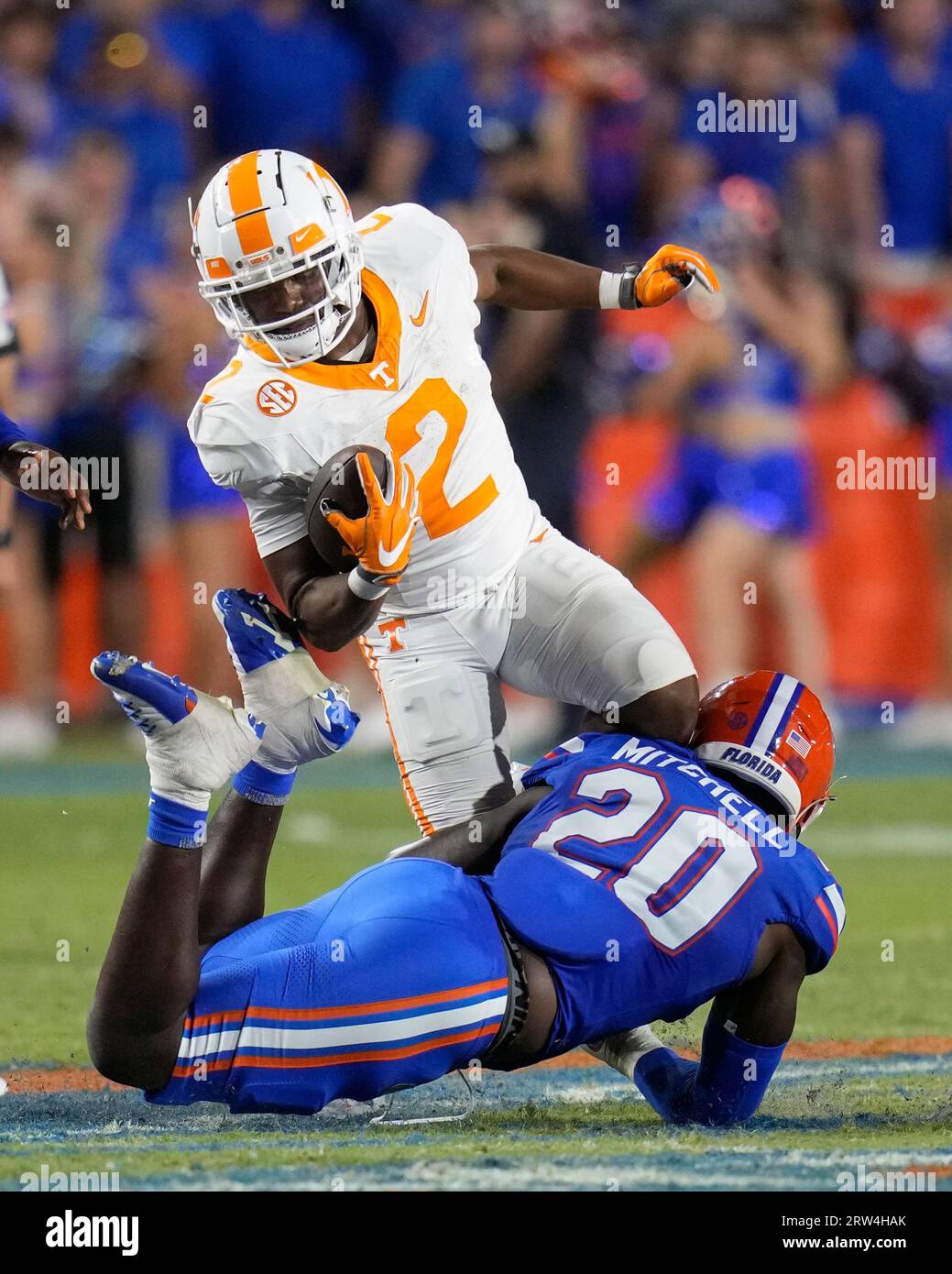 Tennessee running back Jabari Small (2) is stopped by Florida ...