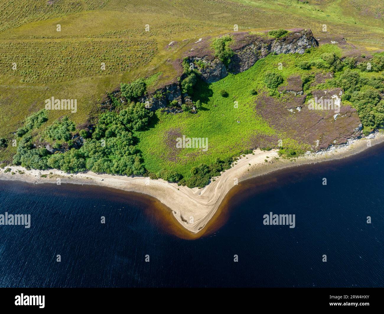 Aerial view of Loch Hope in the Northern Highlands, County Sutherland ...