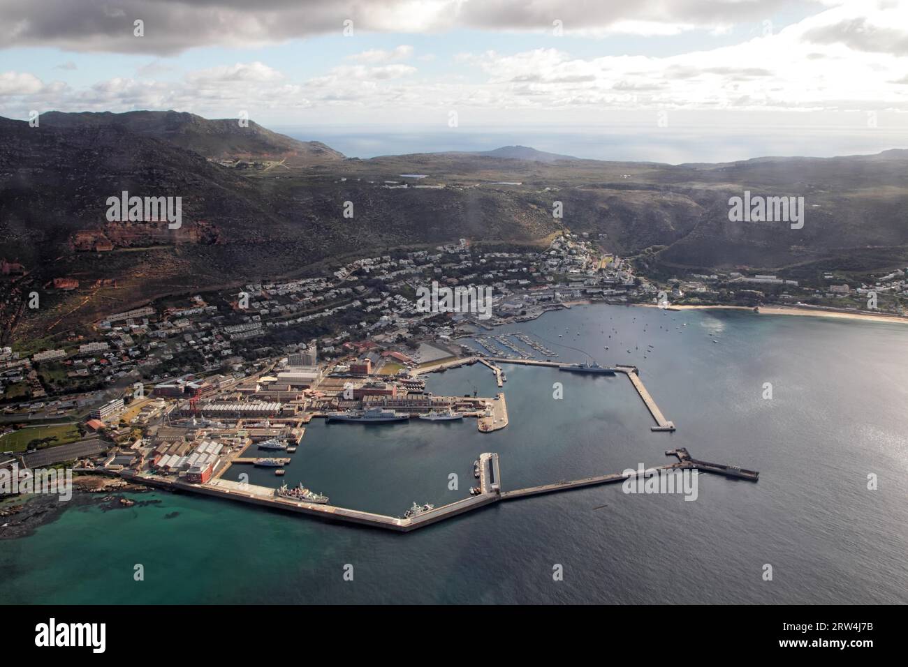 Aerial view of Simons Town on the Cape Peninsula near Cape Town, South ...