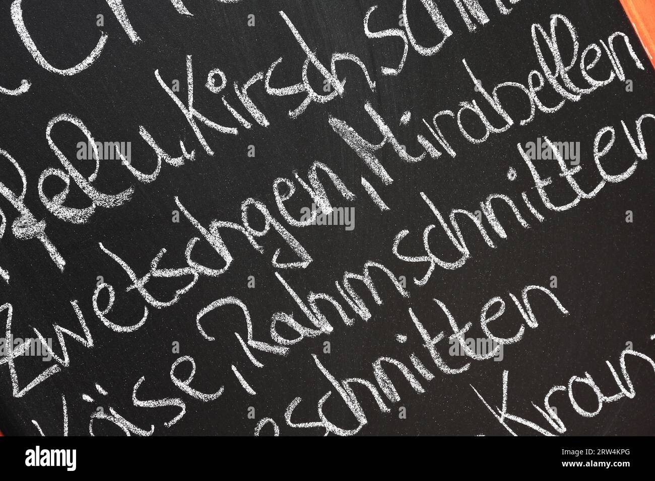 Menu with a delicious range of cakes Stock Photo - Alamy