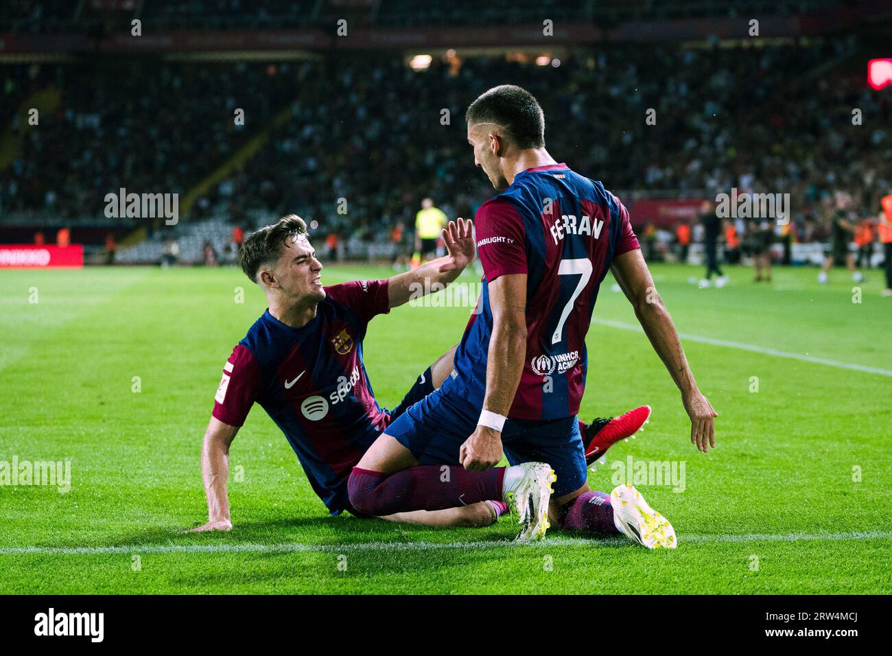 Barcelona, Spain. 16th Sep, 2023. Ferran Torres (R) Barcelona ...