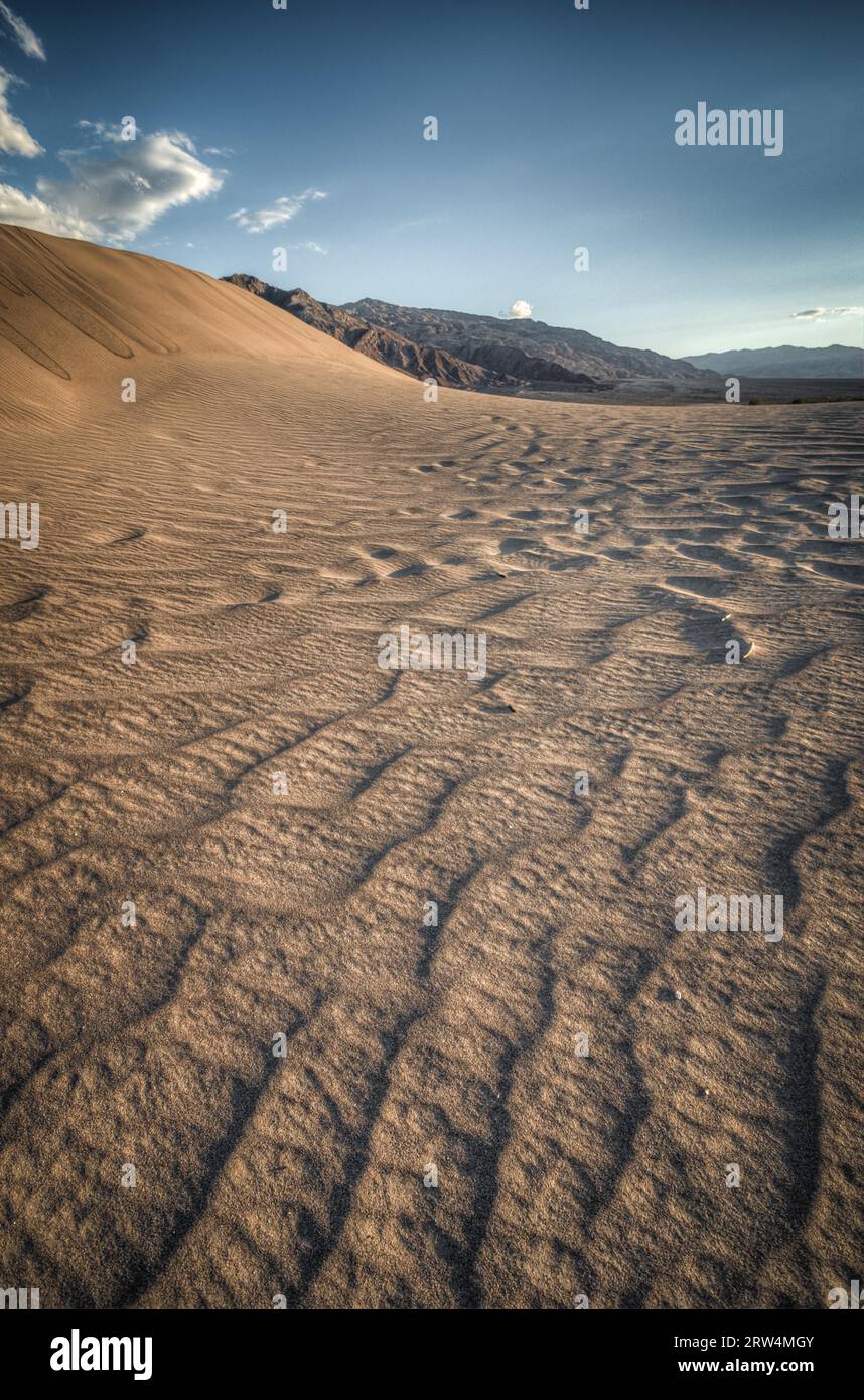Sand dune look like a wave in Death Valley scienic view in HDR Stock ...