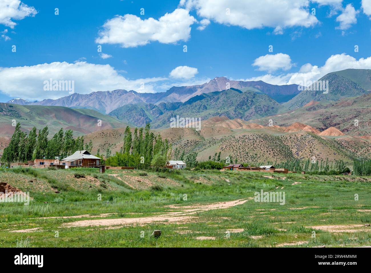 Village and colorful mountains of Tien Shan, Kyrgyzstan Stock Photo - Alamy