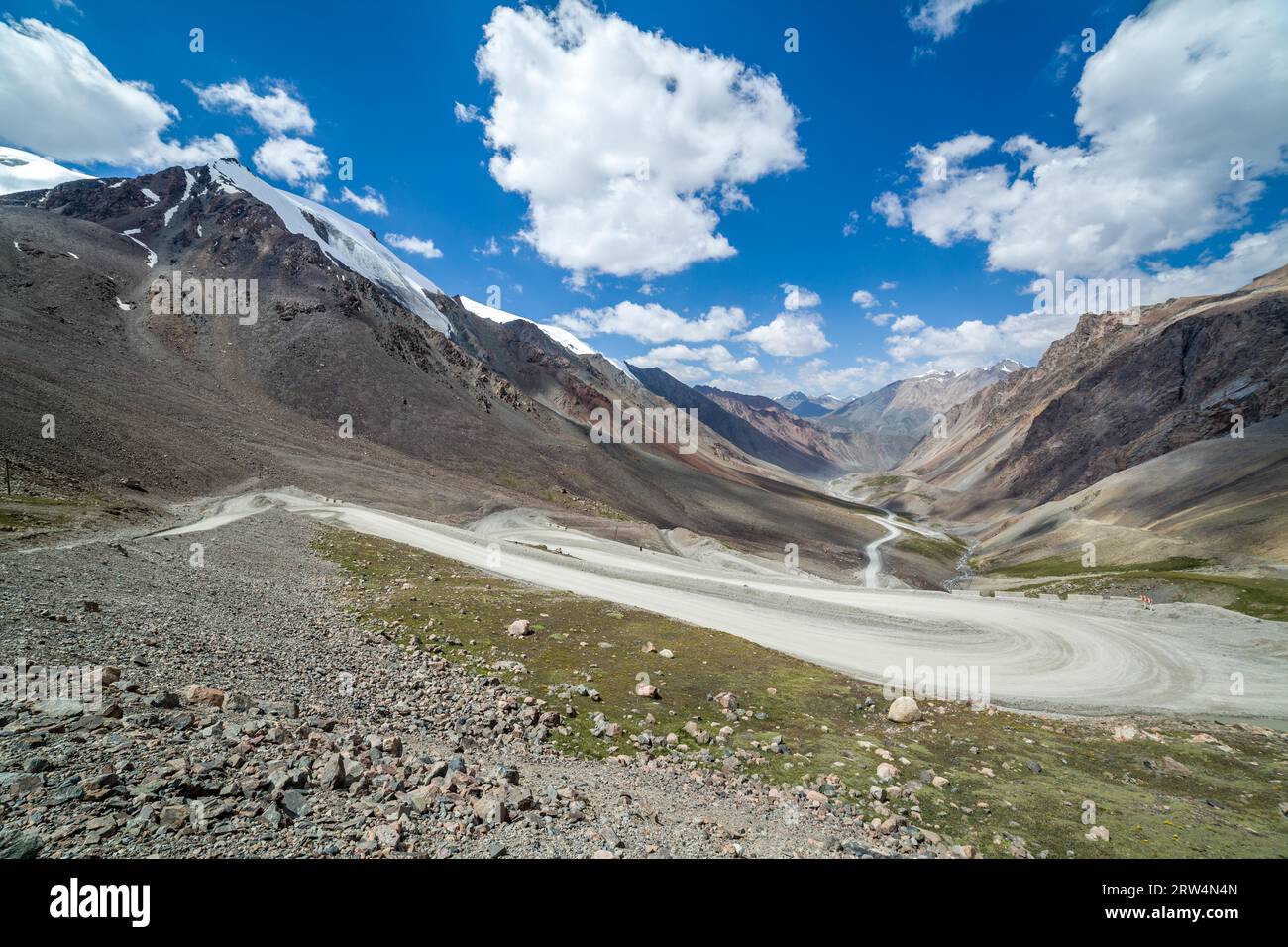 View on the winding road from Barskoon pass, Kyrgyzstan Stock Photo - Alamy