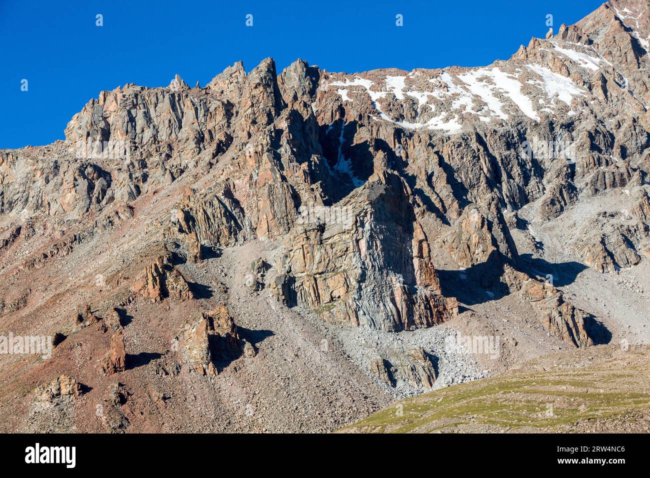 Sharp rocks in Tien Shan mountains. Kyrgyzstan Stock Photo - Alamy
