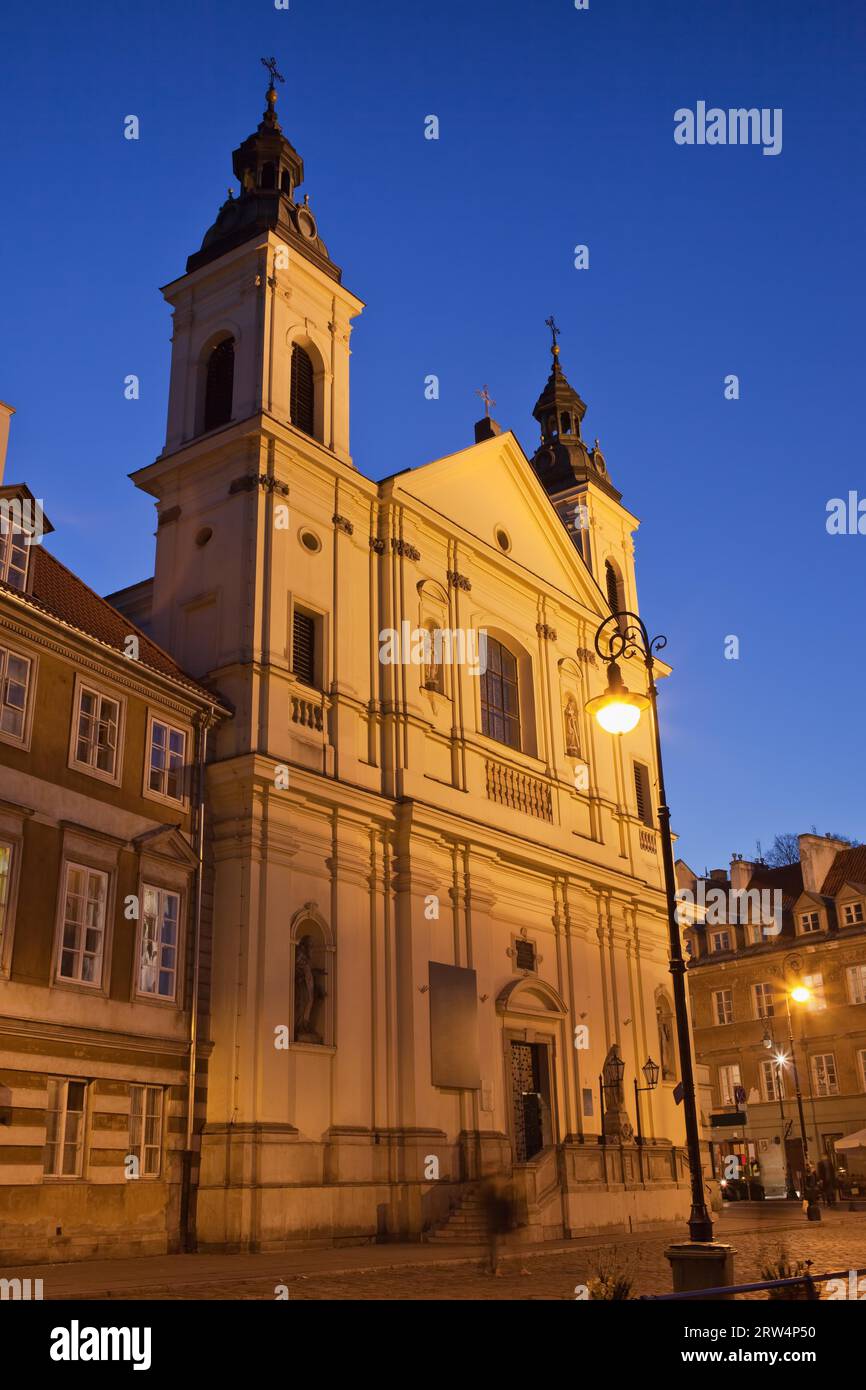 Baroque style 17th century Church of the Holy Spirit at night in the ...