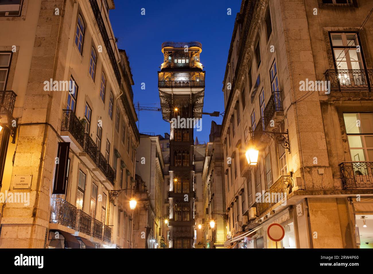 Santa Justa Lift (Portuguese: Elevador de Santa Justa) by night in ...
