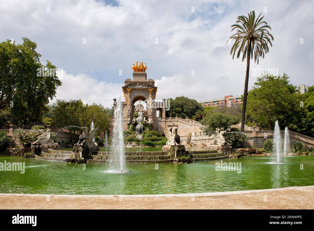 The Cascada monument with waterfall and fountain in Parc de la ...