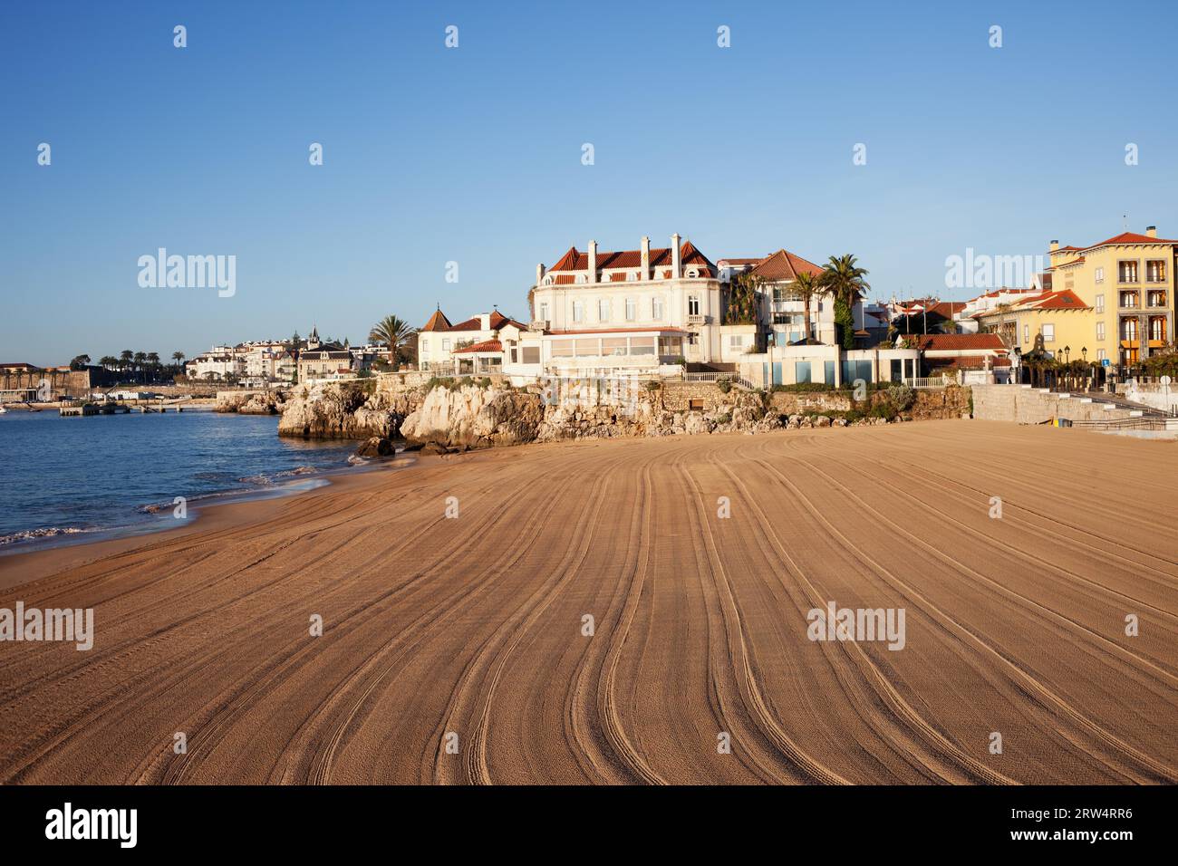 Portugal, resort town of Casccais, sunny beach by the Atlantic Ocean in ...