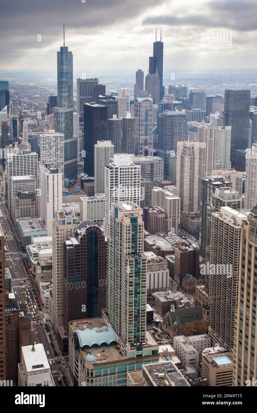Chicago skyline on a stormy winter's day in Illinois, USA Stock Photo ...