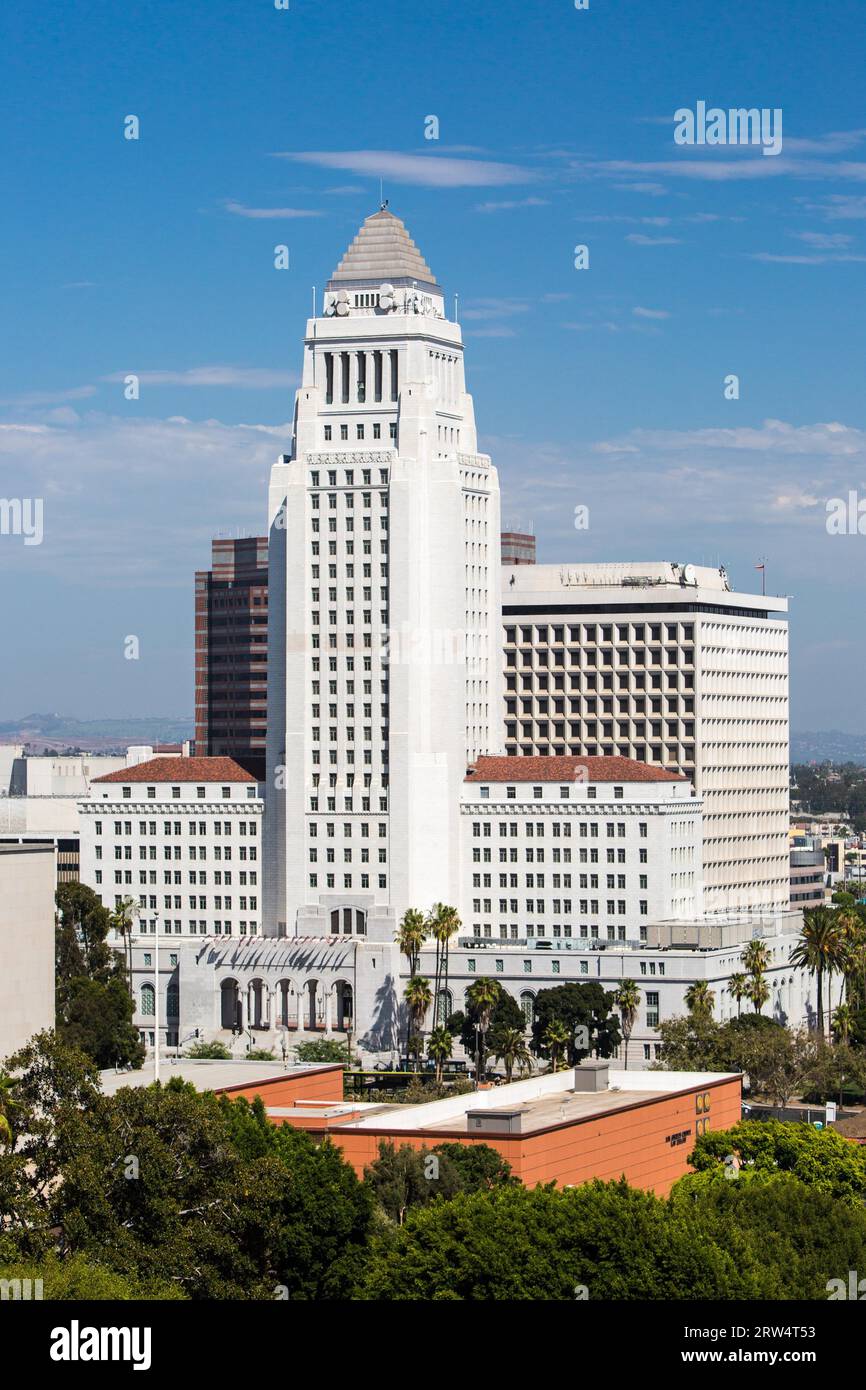 Los Angeles Civic Center on a clear hot summer's day in California, USA ...