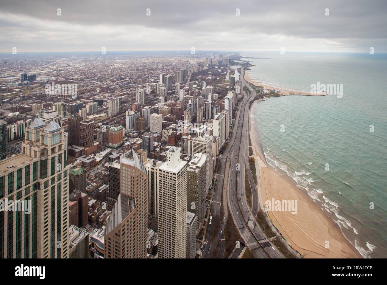 Chicago skyline and the Gold Coast area 1on a stormy winter's day in ...