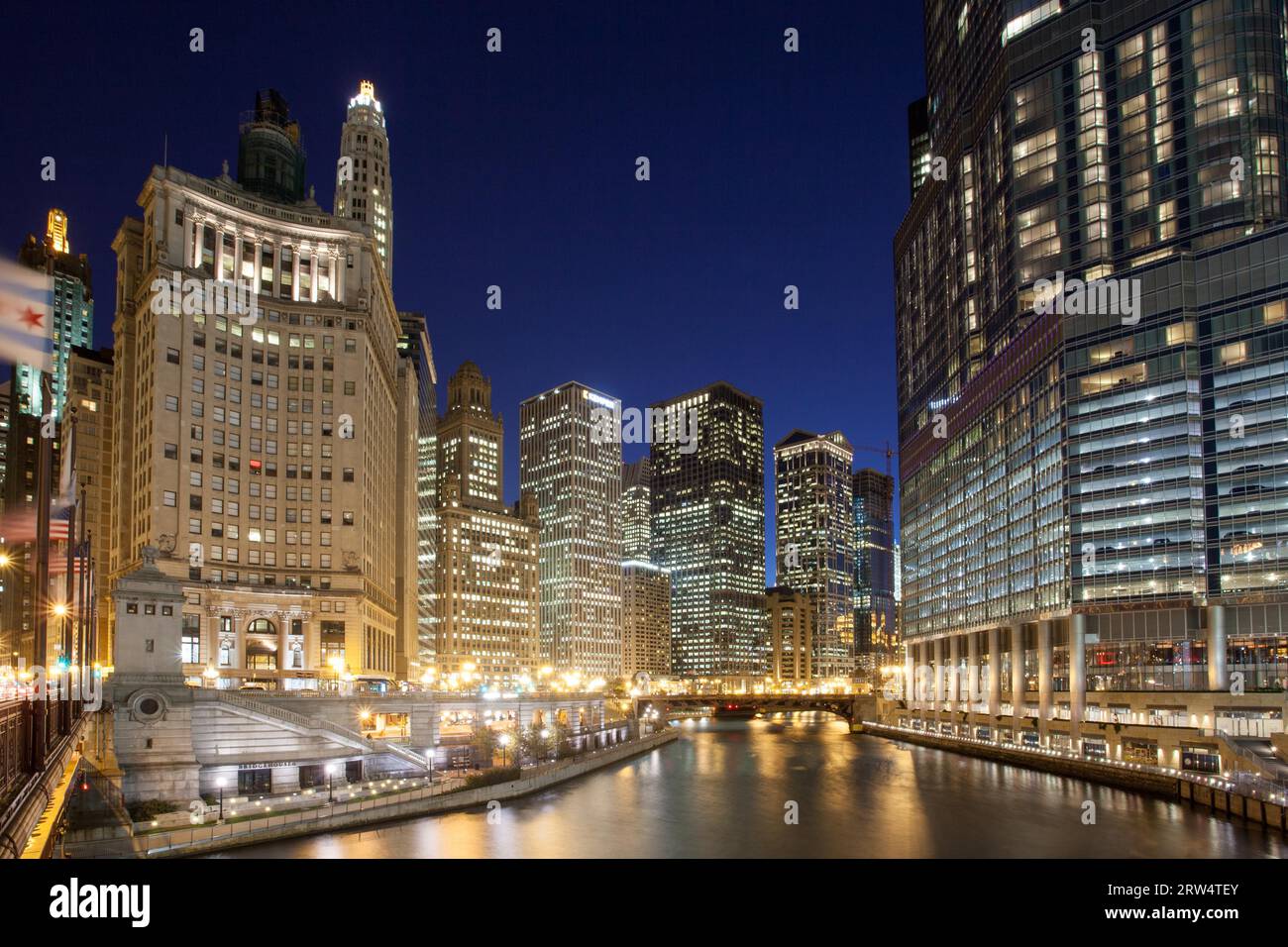 Chicago River at Dusk from the Wrigley Building looking towards Lower ...