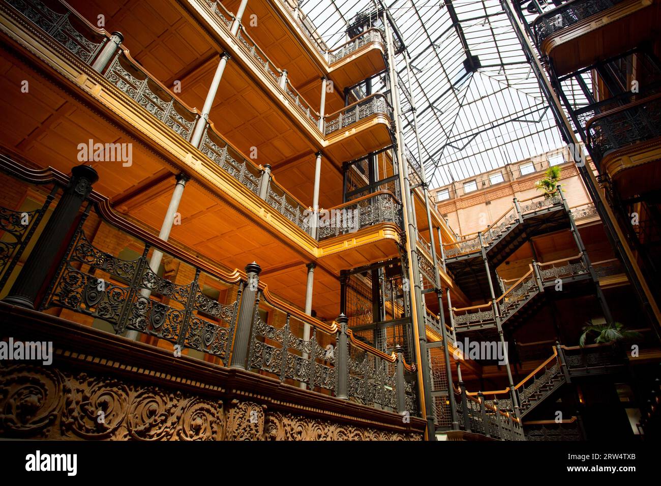 Los Angeles, USA, 14 July, 2014: The iconic interior of the Bradbury ...