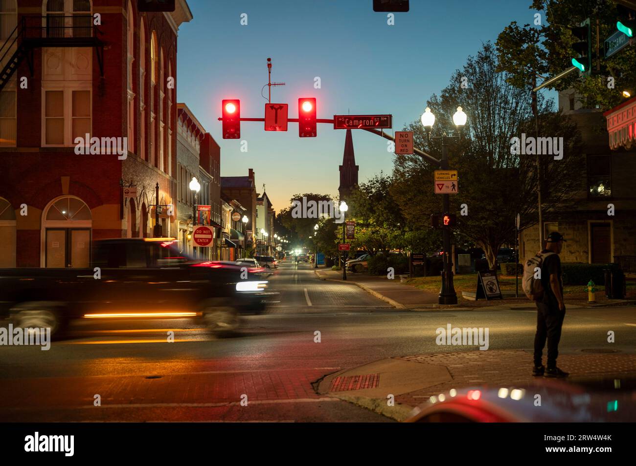 Winchester VA night cityscape truck passing Stock Photo - Alamy