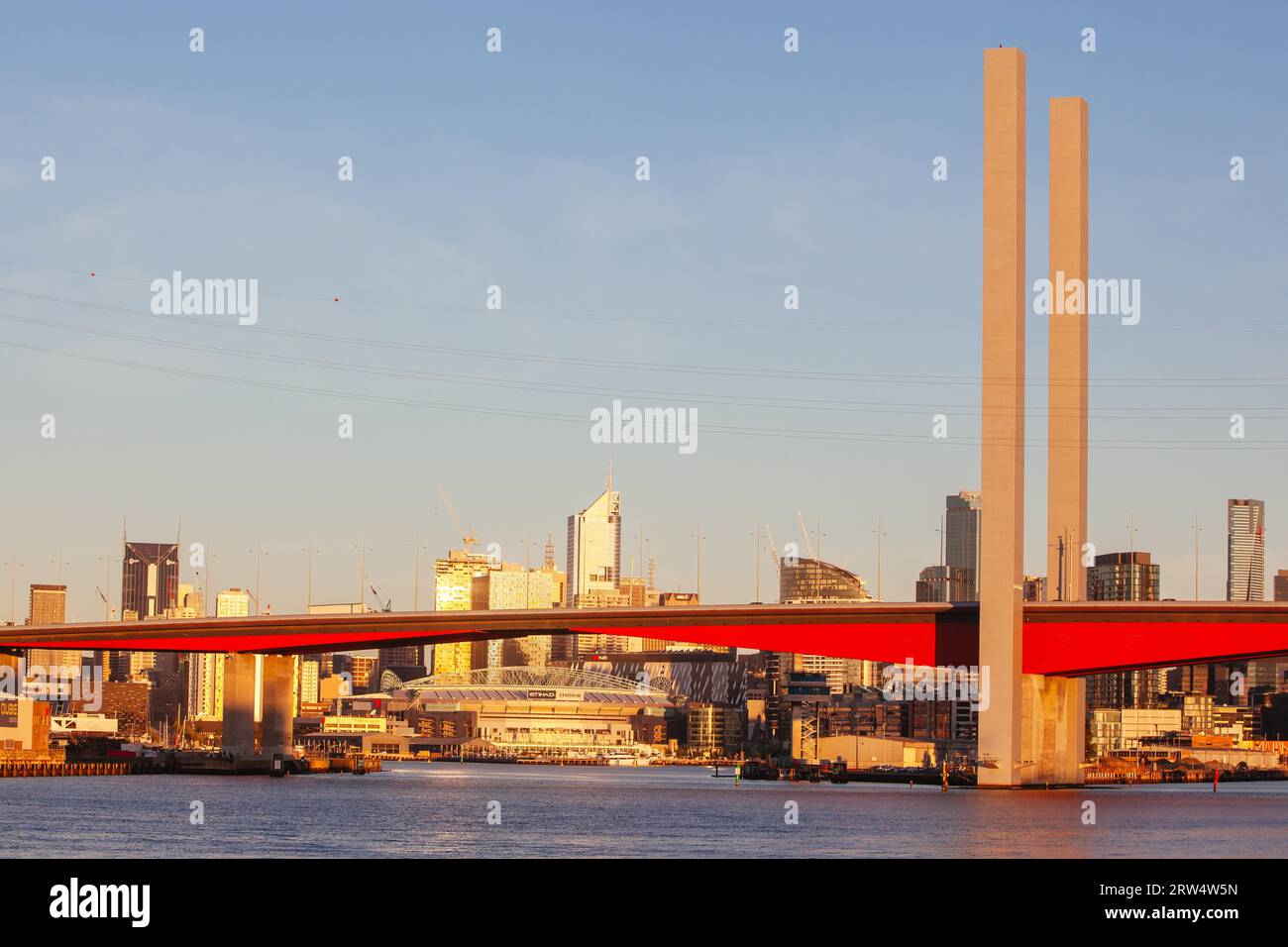 The Bolte Bridge crossing the Yarra River at sunset in Melbourne ...