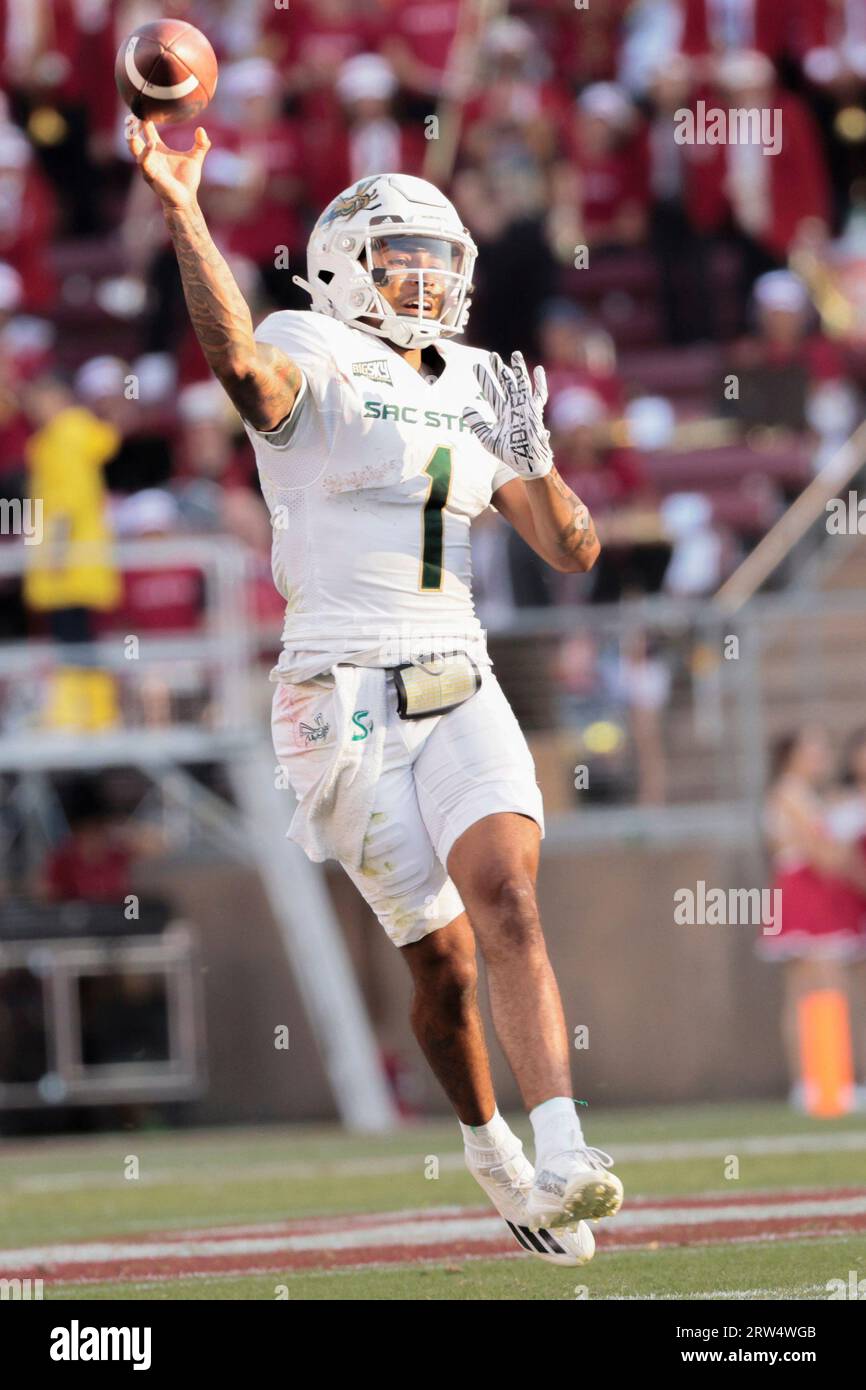 Sacramento State quarterback Kaiden Bennett (1) throws during the first ...