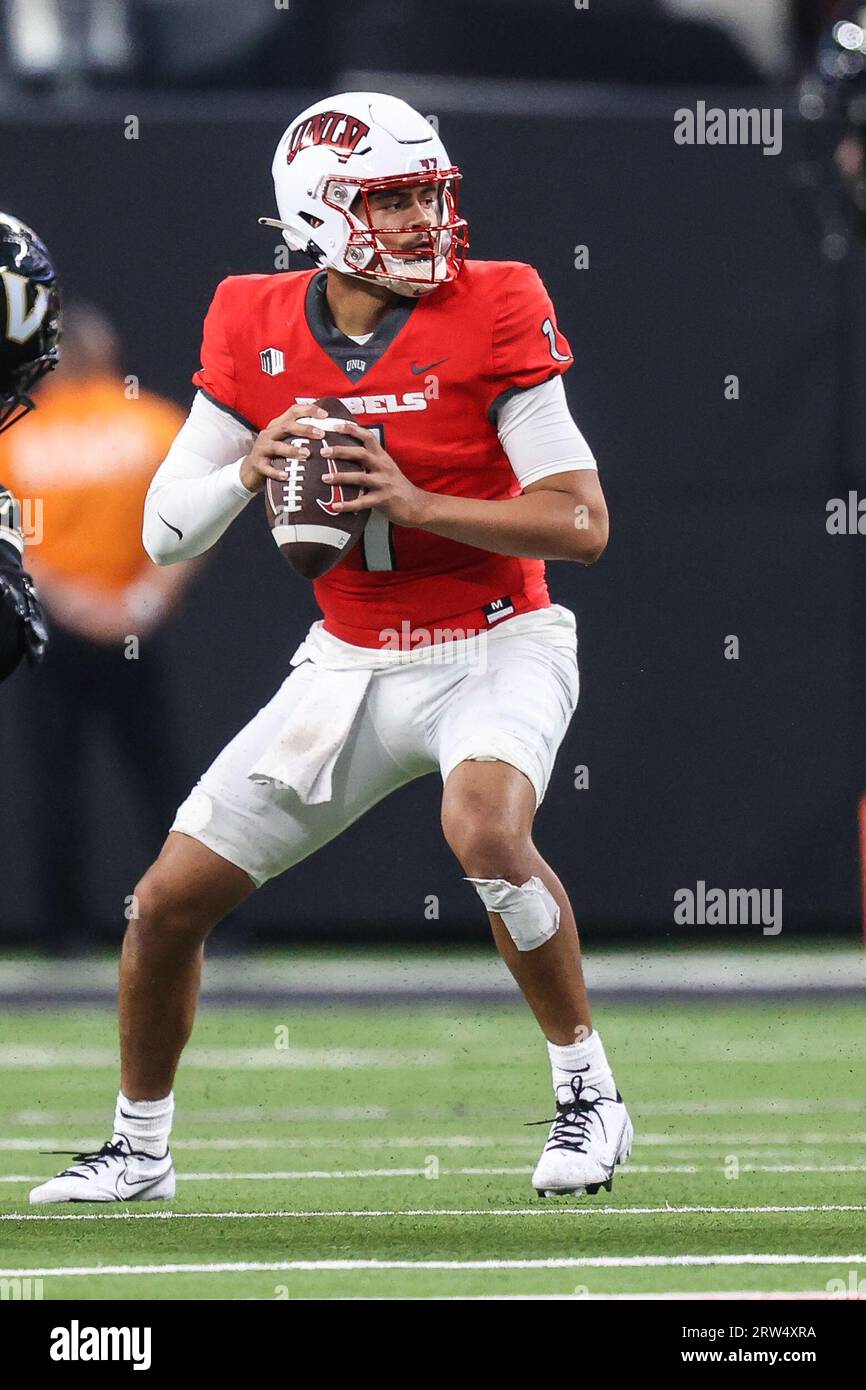 Las Vegas, NV, USA. 16th Sep, 2023. UNLV Rebels quarterback Jayden ...