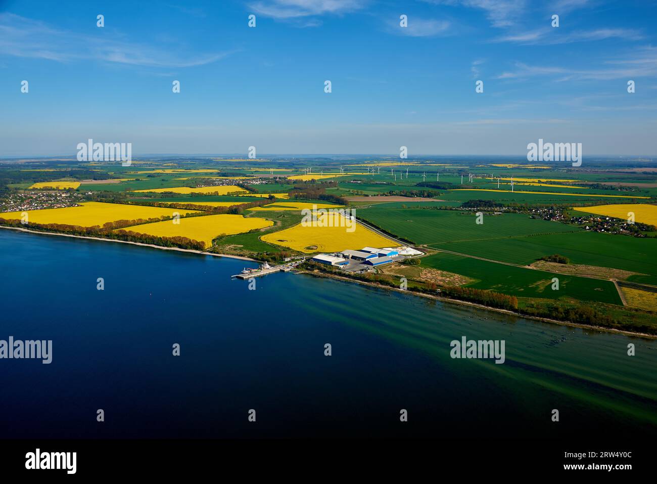 Aerial view of the port of Vierow in the Greifswalder Bodden Stock ...