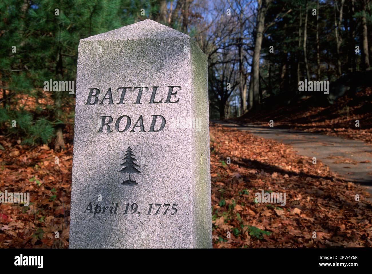Battle Road marker, Minute Man National Historical Park, Massachusetts ...