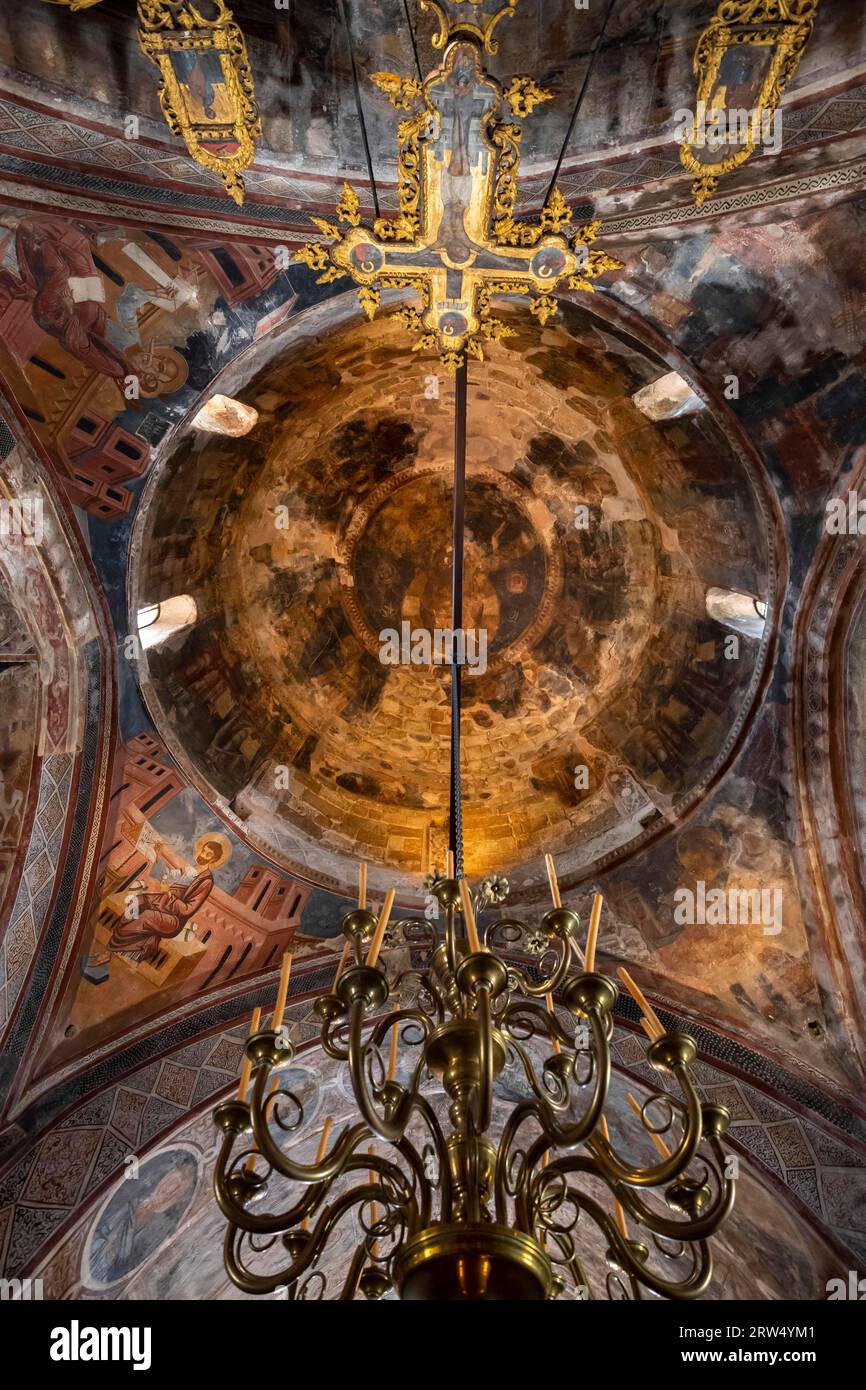 Interior, altar, frescoes, Moni Thari Monastery near Laerma from the ...