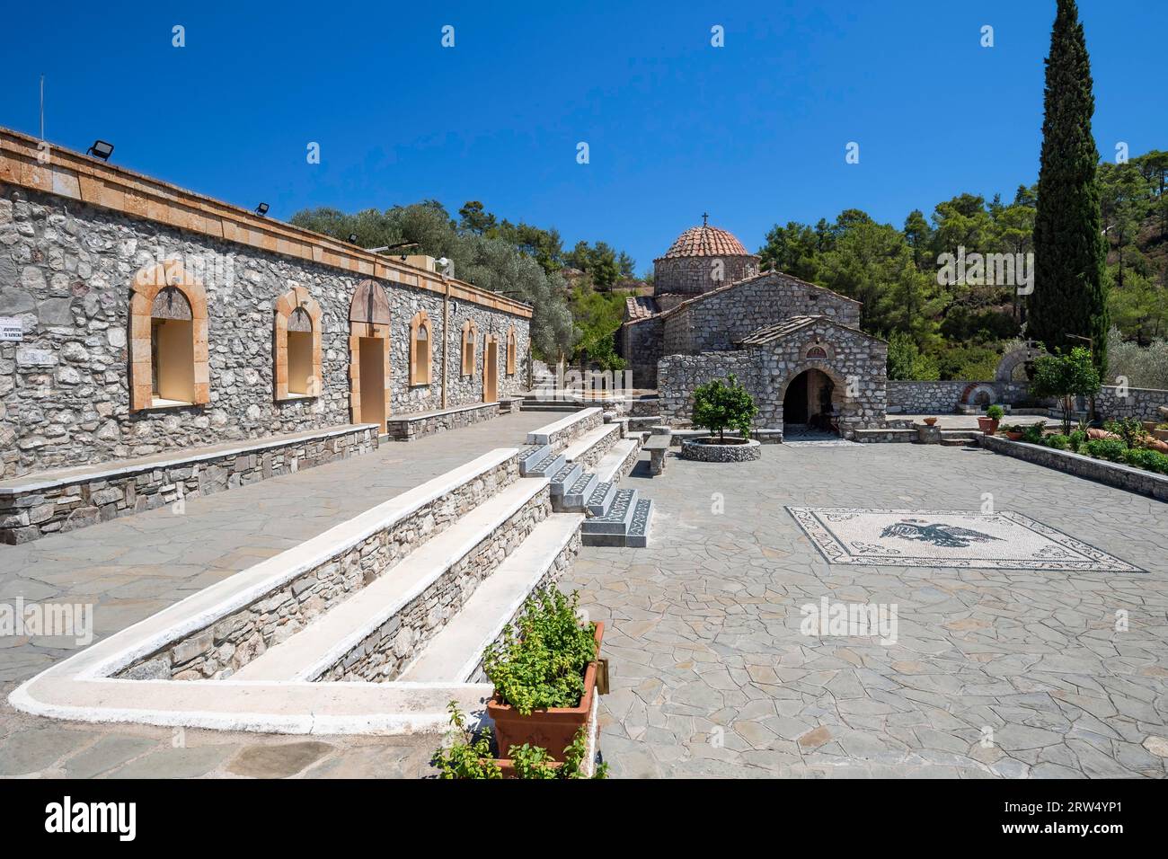Pebble mosaic in front of Moni Thari Monastery near Laerma from the ...