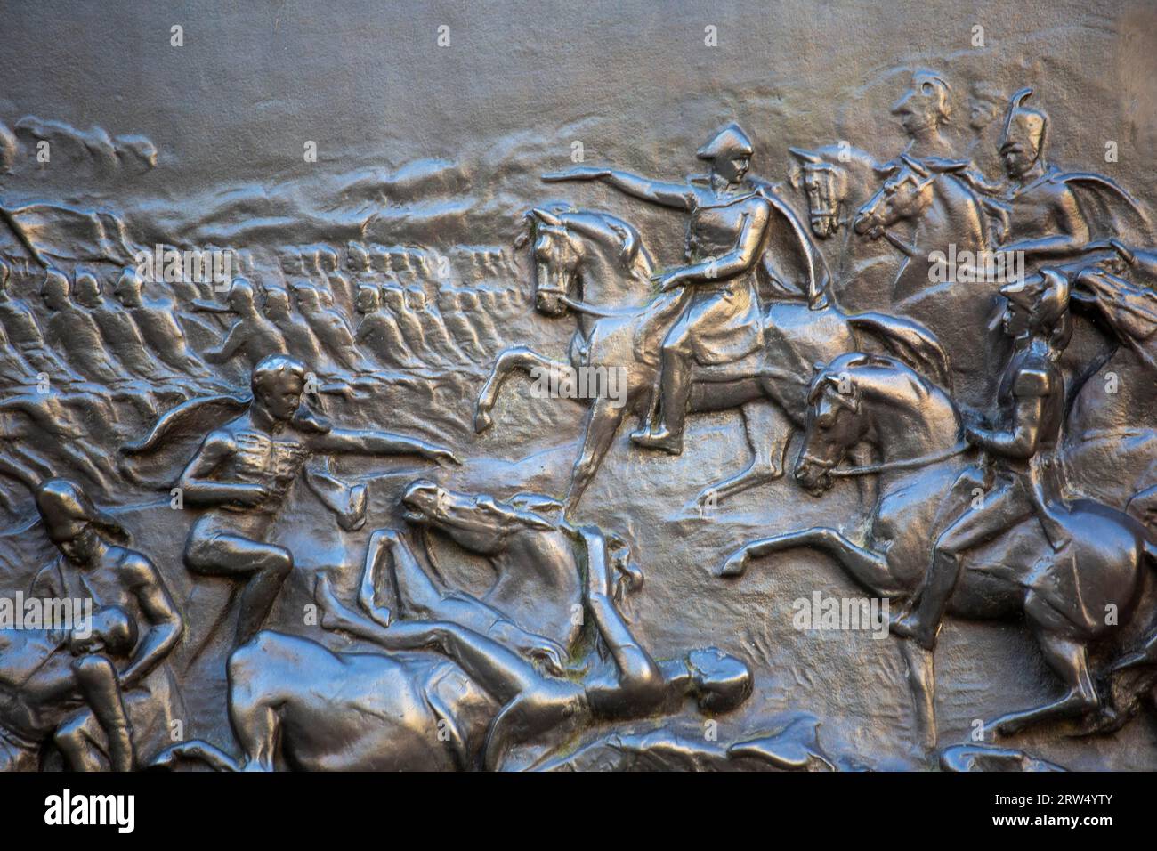 An engraving on the Wellington Monument shows The Duke of Wellington ...