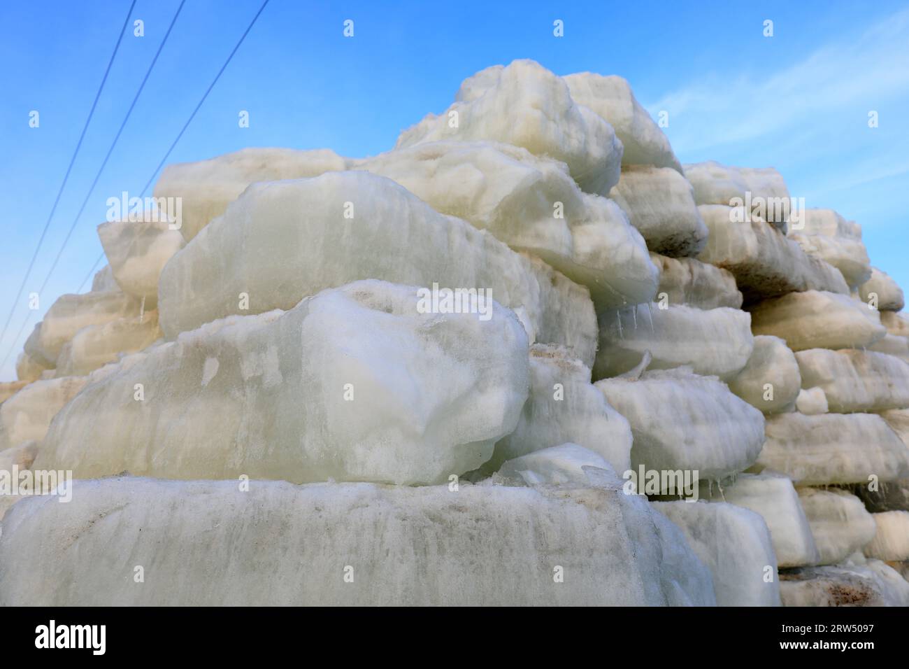 The ice is piled up in an ice cellar, North China Stock Photo - Alamy