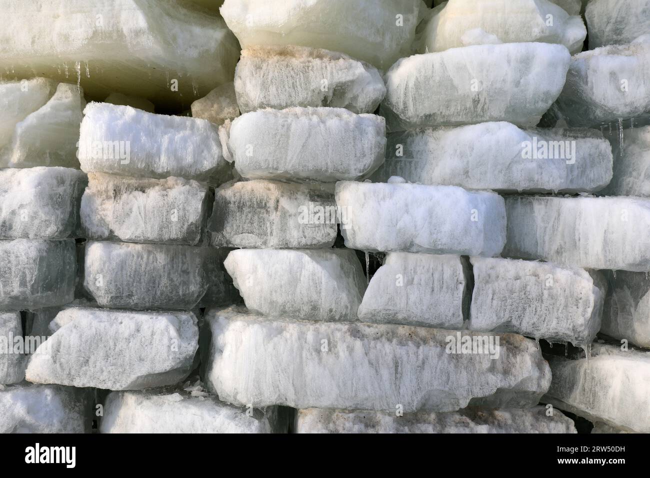 The ice is piled up in an ice cellar, North China Stock Photo - Alamy