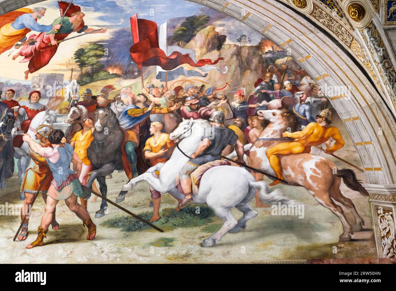 Pope Leo I commands Attila, King of the Huns, halt, Stanza di Eliodoro ...