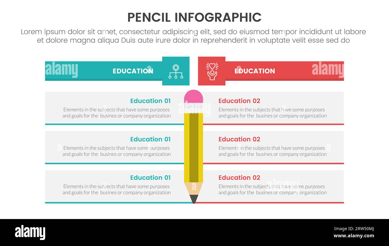 Pencil Education Infographic 3 Point Stage Template With Data Vs