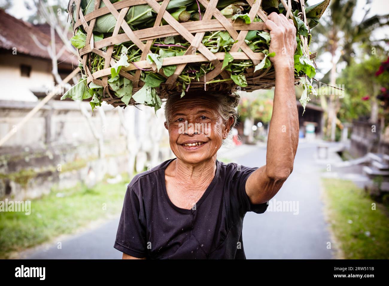 Ubud, Indonesia, September 4: An unidentified Balinese female poses ...